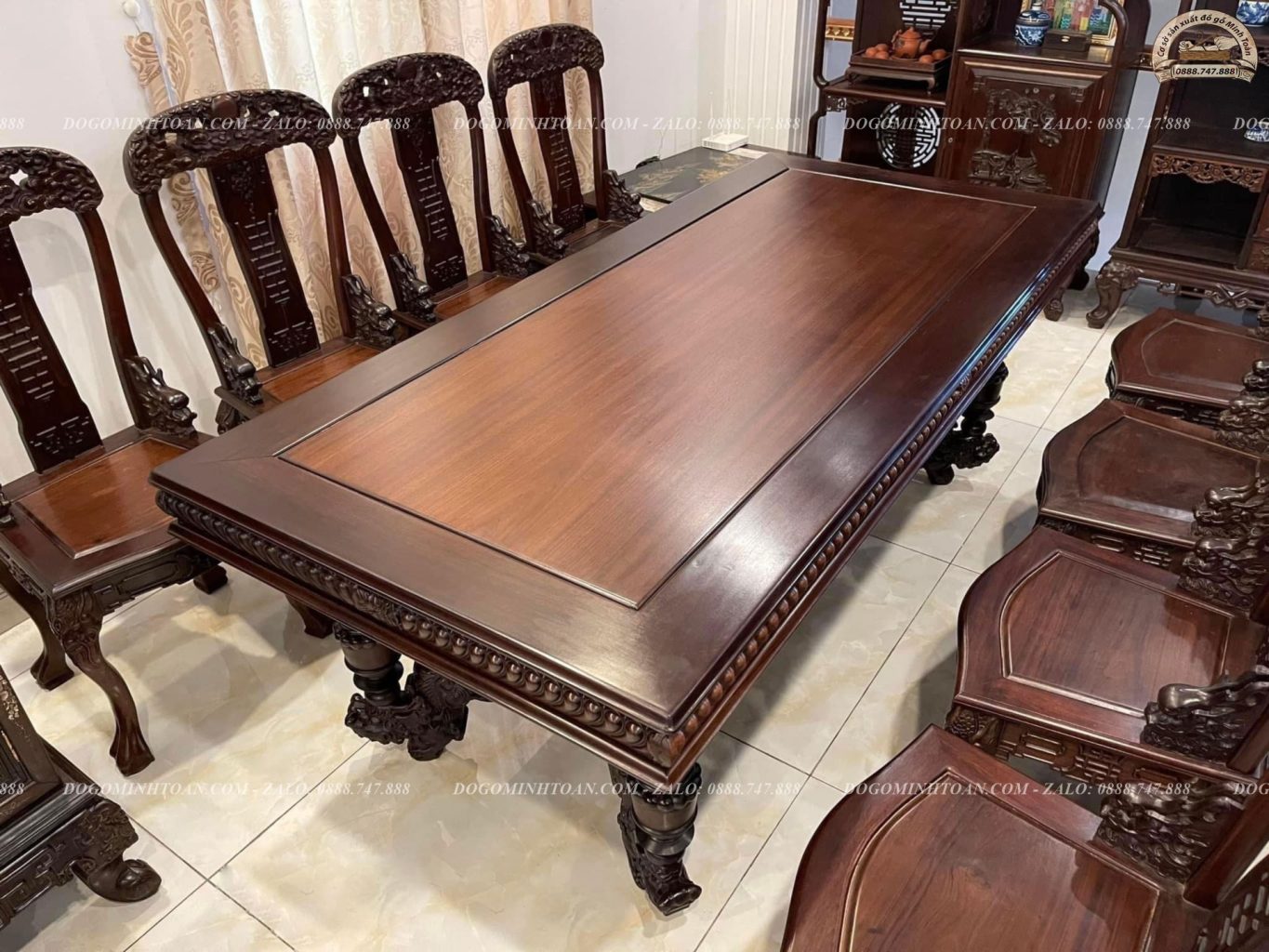 bộ bàn ghế ăn cung đình huế đục chân móng 8 ghế 1 bàn gỗ gụ mật - Đồ Gỗ ...