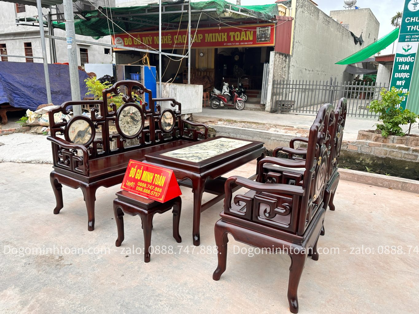 Bộ bàn ghế móc mỏ gỗ gụ mật 6 món bàn to hàng đá đoản tròn đẹp - Đồ Gỗ ...